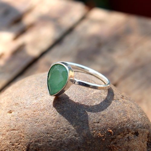 Green Aventurine Ring Delicate Ring stack Ring sterling | Etsy