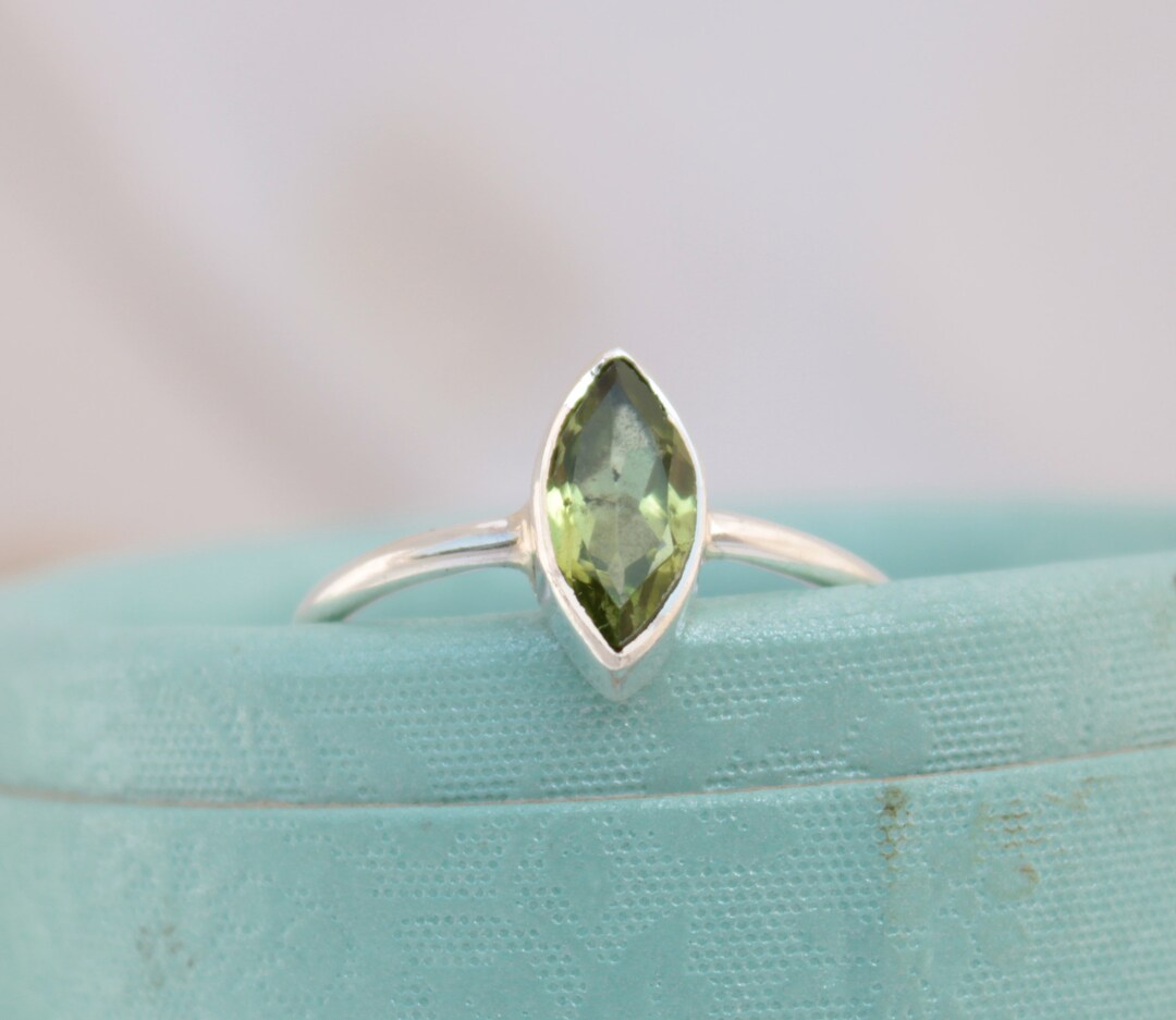 Green Peridot Marquise Ring, Natural Green Peridot Gemstone Ring ...