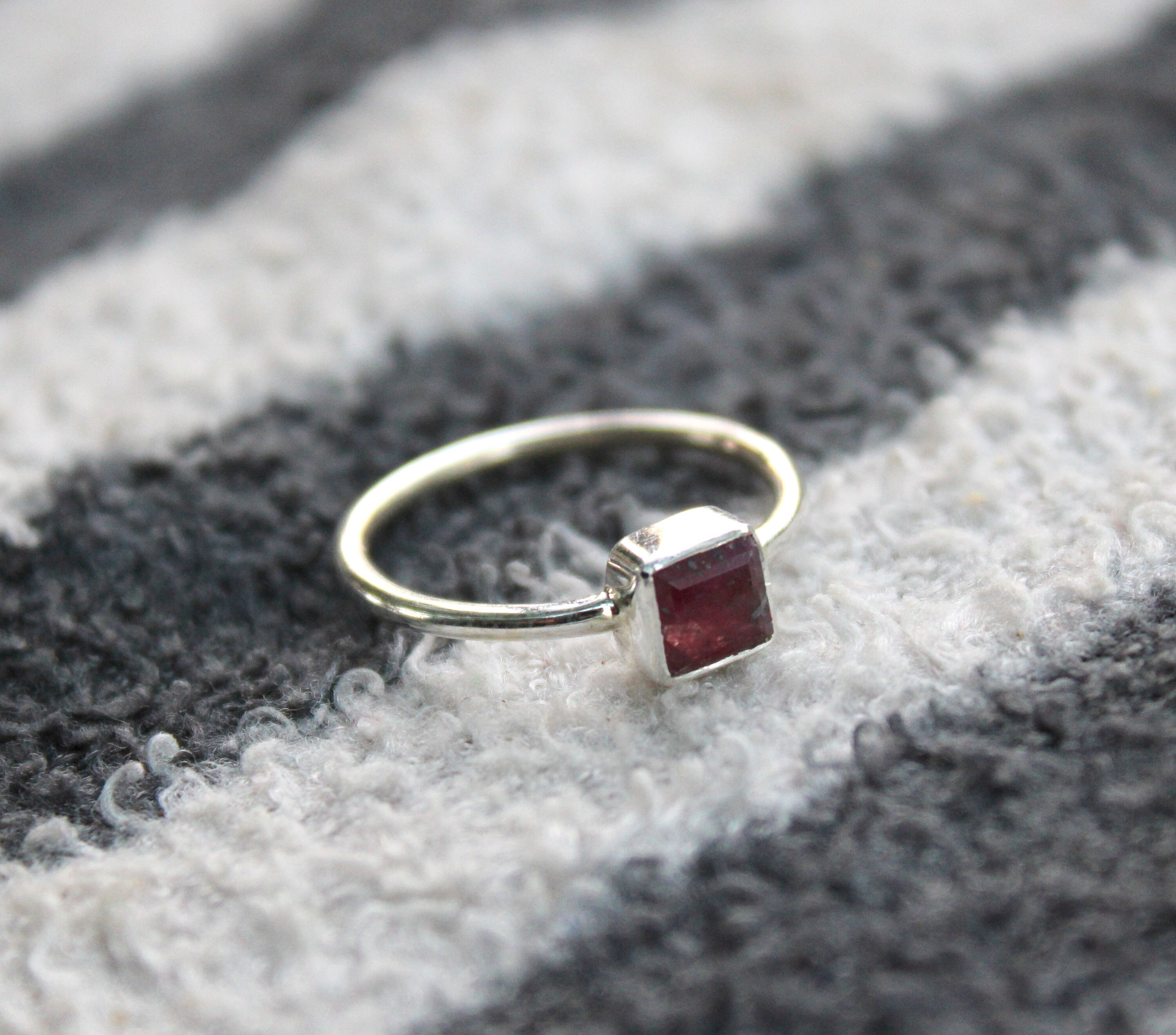 Red Ruby Square Cut Ring red Gemstone Ring Dark Ruby Ring | Etsy