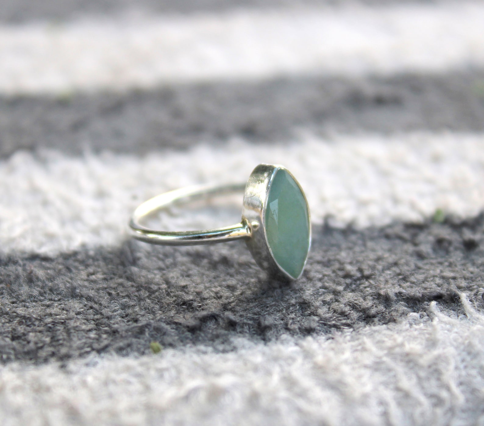 Green Aventurine Ring Delicate Ring stack Ring sterling | Etsy