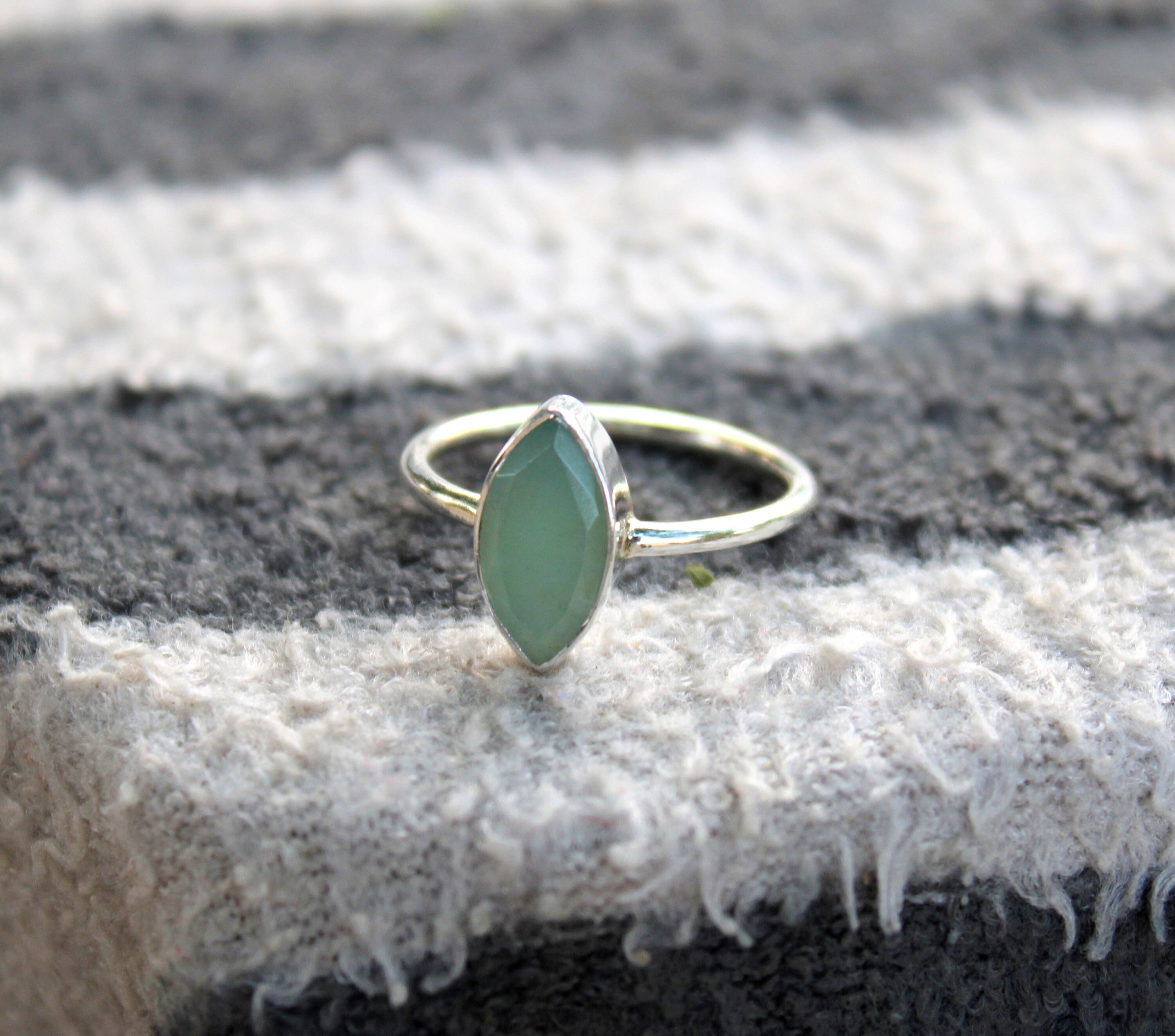 Green Aventurine Ring Delicate Ring stack Ring sterling | Etsy