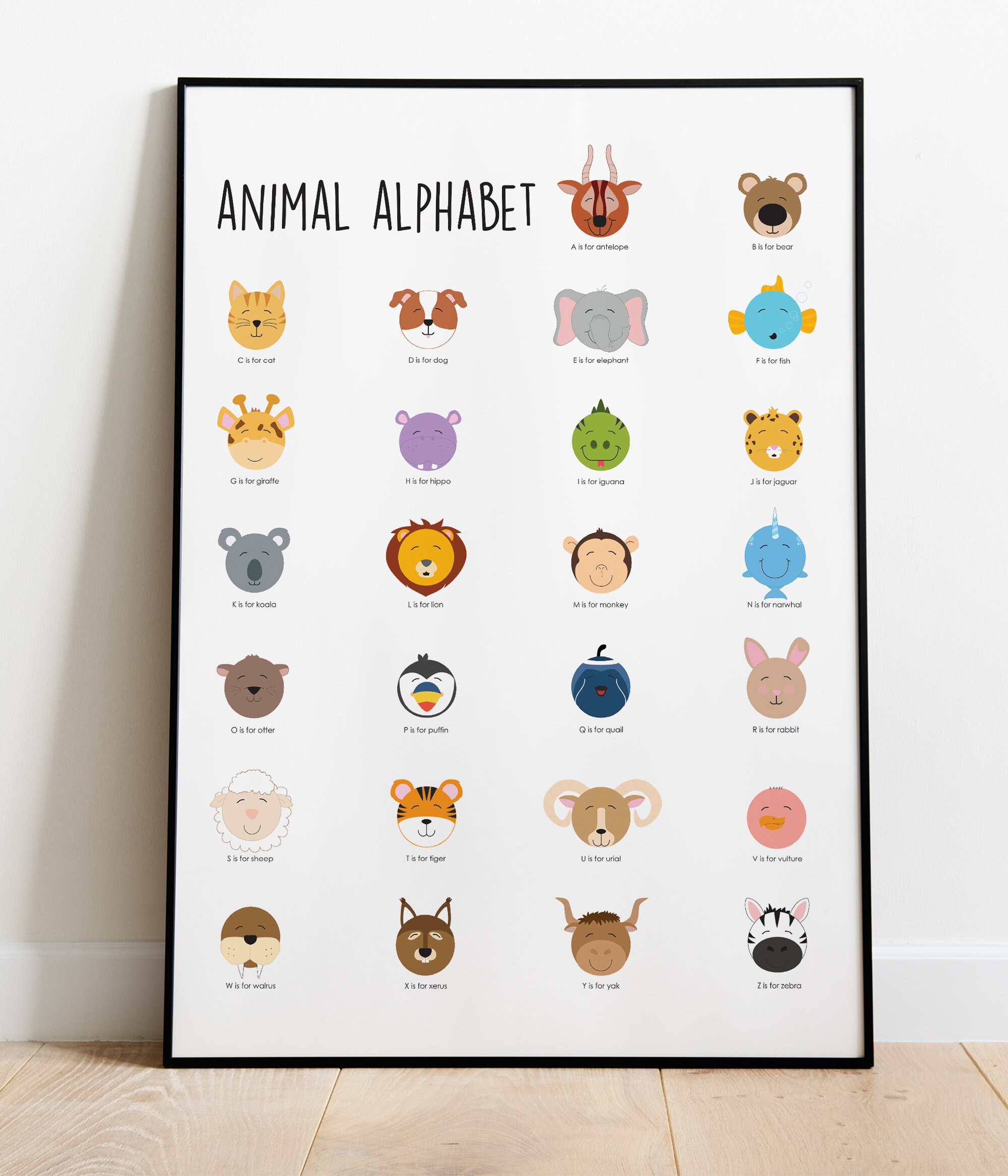 Animal Alphabet Poster Downloadable Print - Etsy