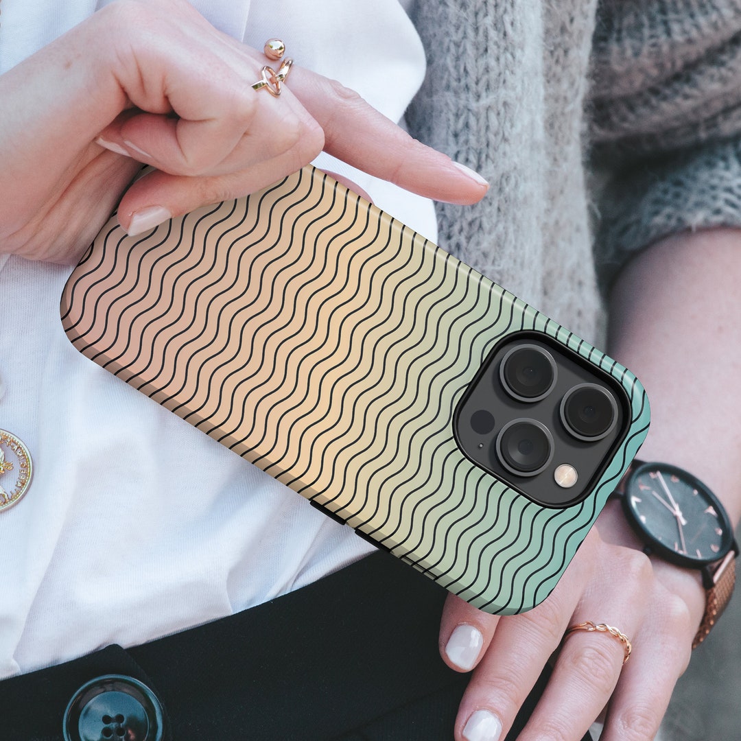 Gradient Phone Case Wavy Lines TOUGH Cover Fit for iPhone 17 Pro Max ...