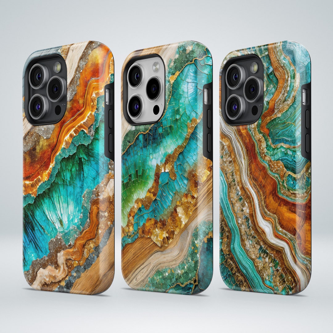 Faux Epoxy Phone Case Resin Wood TOUGH Cover Fit for iPhone 16 Pro Max ...