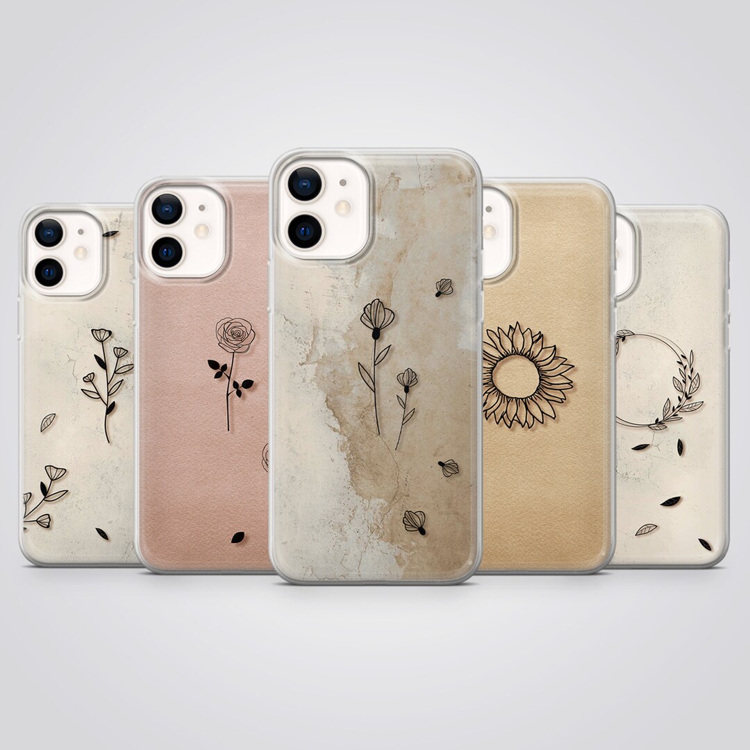 Line Art Phone Case Floral Vintage Cover Fit for iPhone 17 Pro Max, 16e ...