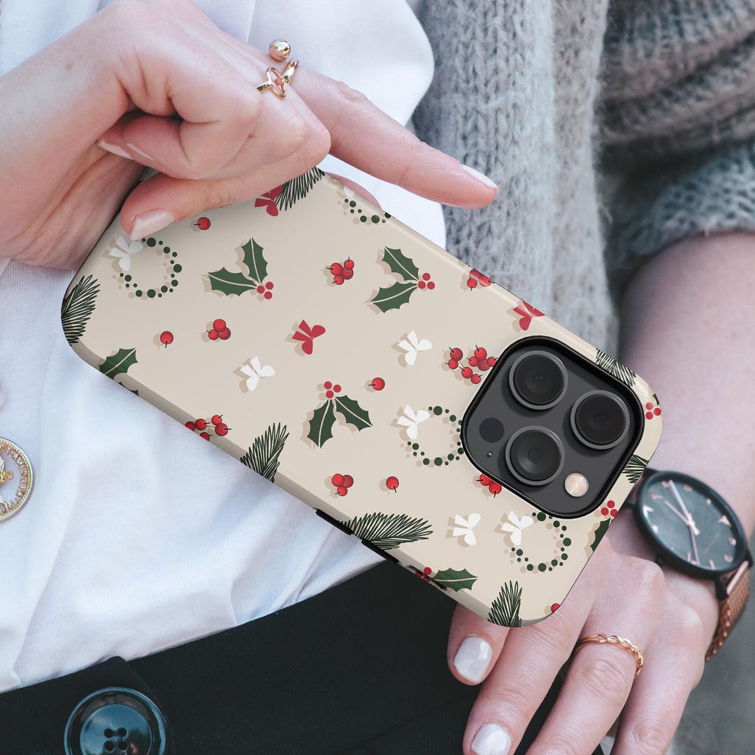 Christmas Phone Case Holly Pattern TOUGH Cover Fit for iPhone 17 Pro ...