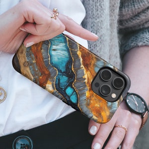 Faux Epoxy Phone Case Resin Wood TOUGH Cover Fit for iPhone 17 Pro Max ...