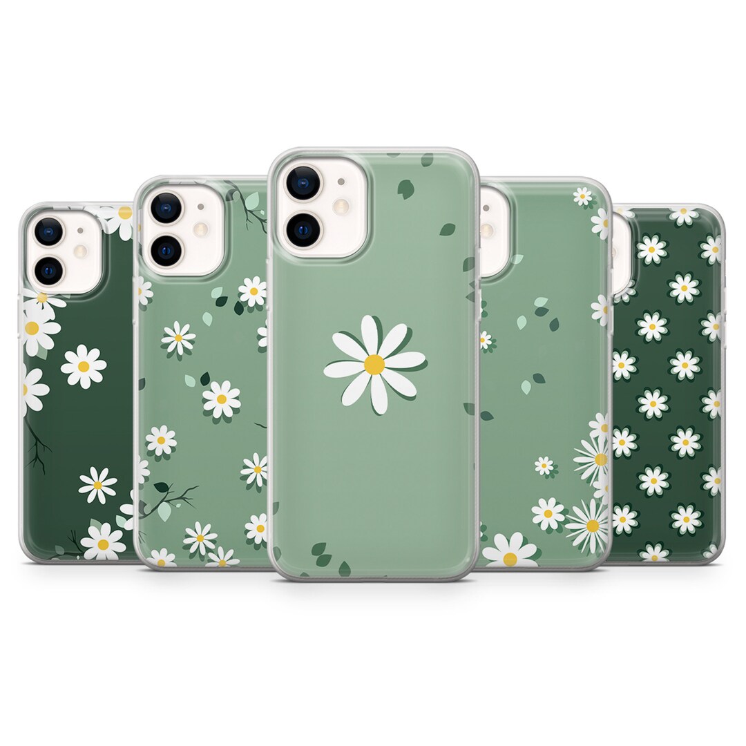 Daisy Phone Case Sage Green Floral Cover Fit for iPhone 15 Pro Max, 14 ...