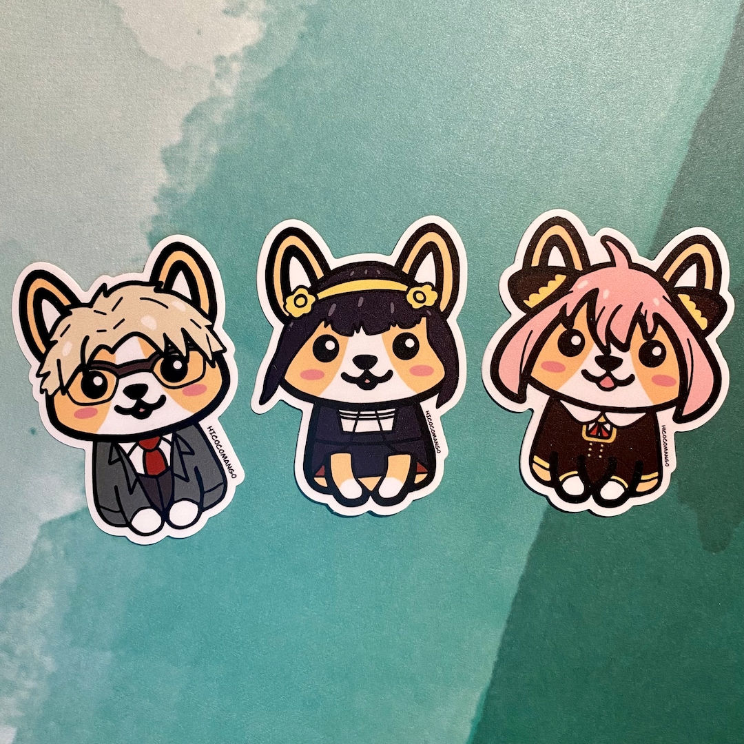 Spy X Corgi Family Sticker | Waterproof Vinyl | Kawaii Fan Art - Etsy