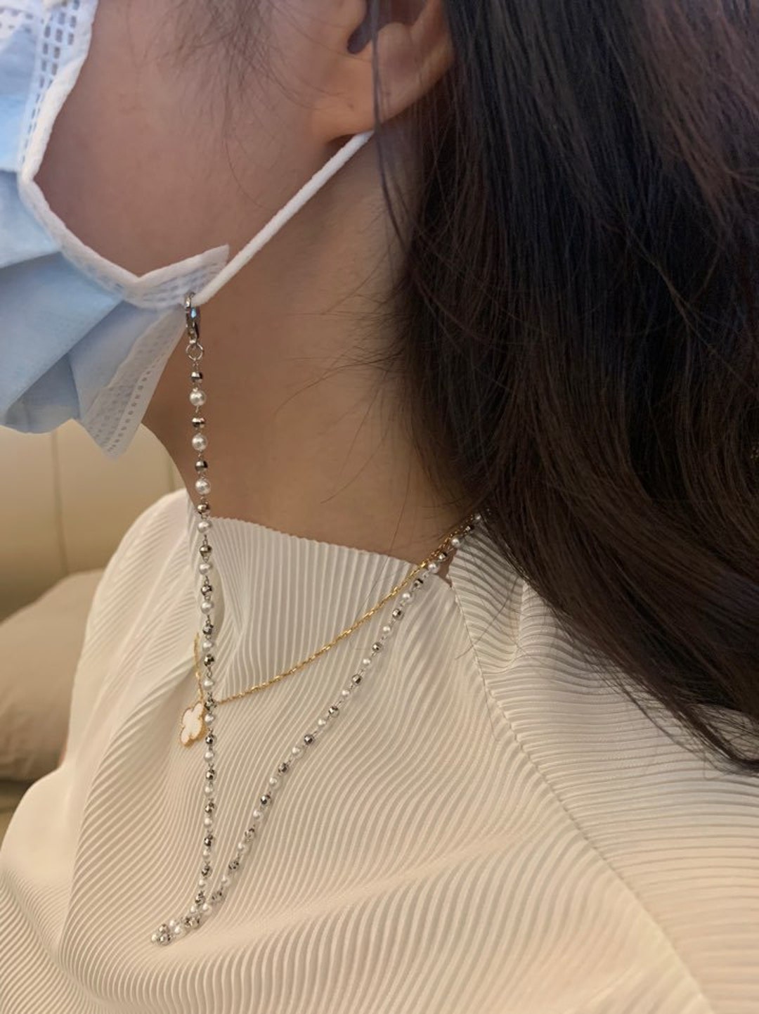 Face Mask Chain, Face Mask Chain Necklace, Pearl Necklace ,face Mask ...