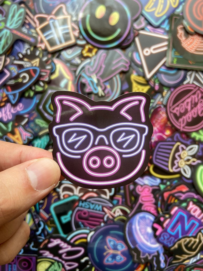 50pcs NEON Random Sticker Pack - Etsy
