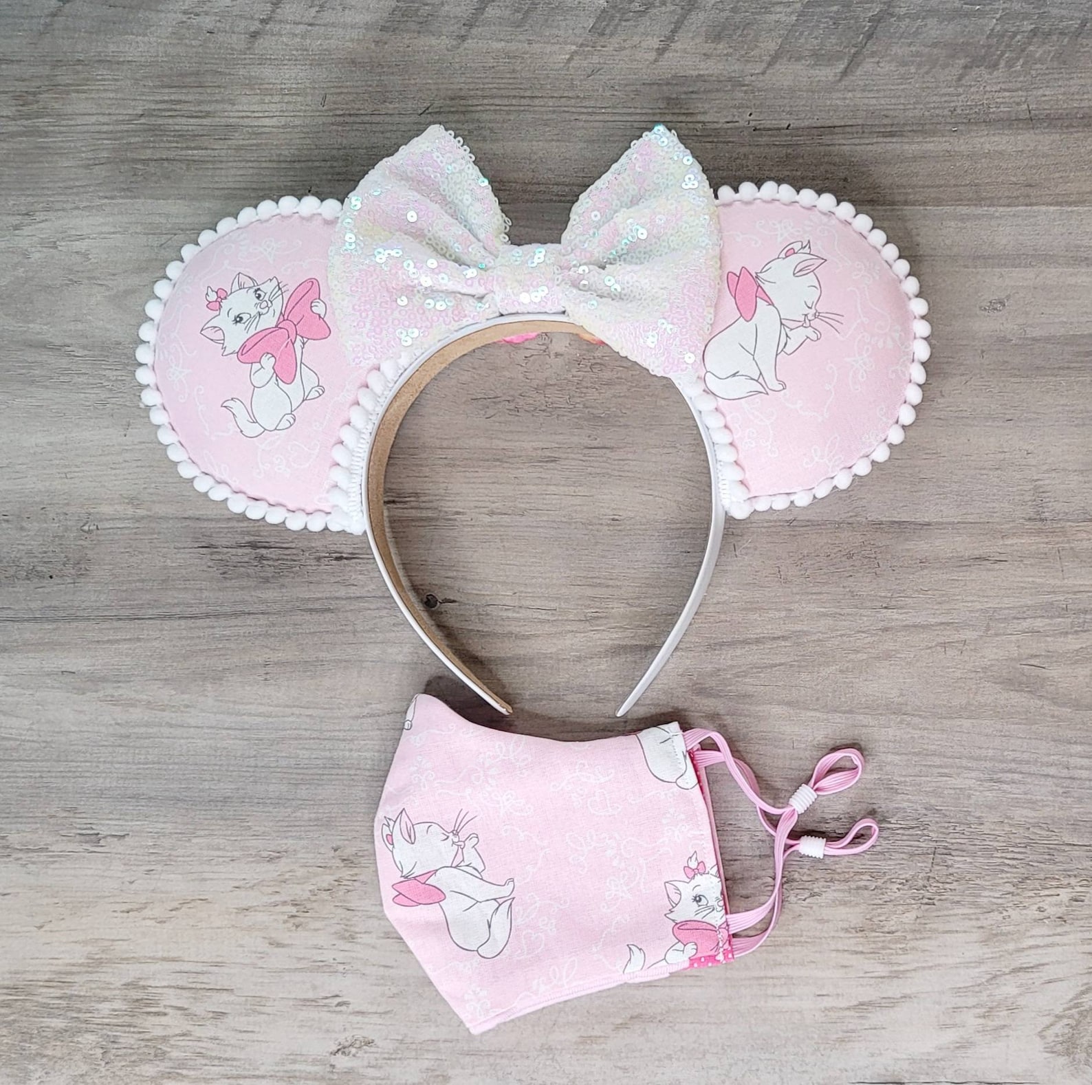 Ready to Ship**marie Cat Minnie Ears & Mask Combo, Aristocat Inspired ...