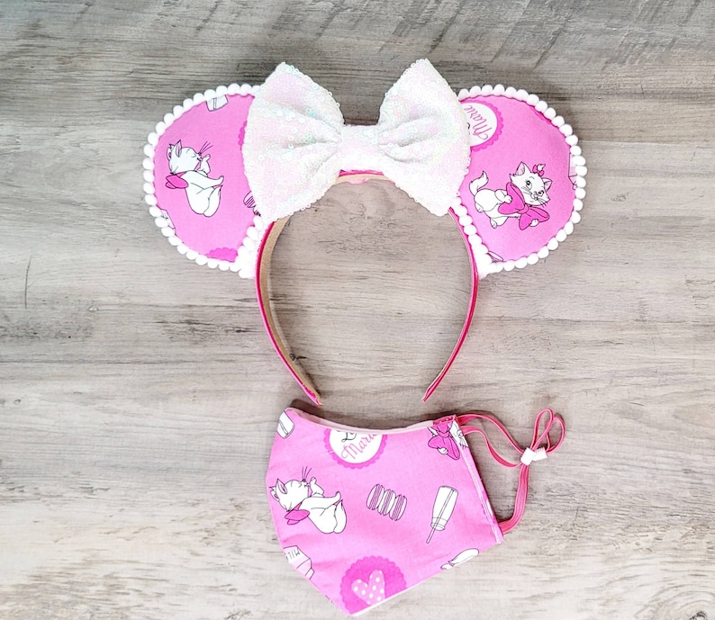 Ready to Ship**marie Cat Minnie Ears & Mask Combo, Aristocat Inspired ...