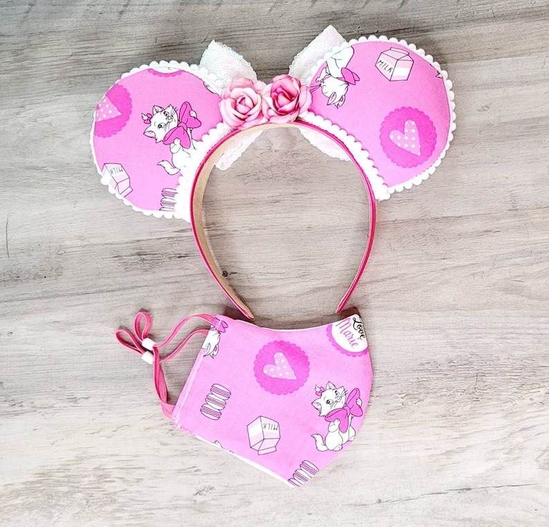 Ready to Ship**marie Cat Minnie Ears & Mask Combo, Aristocat Inspired ...