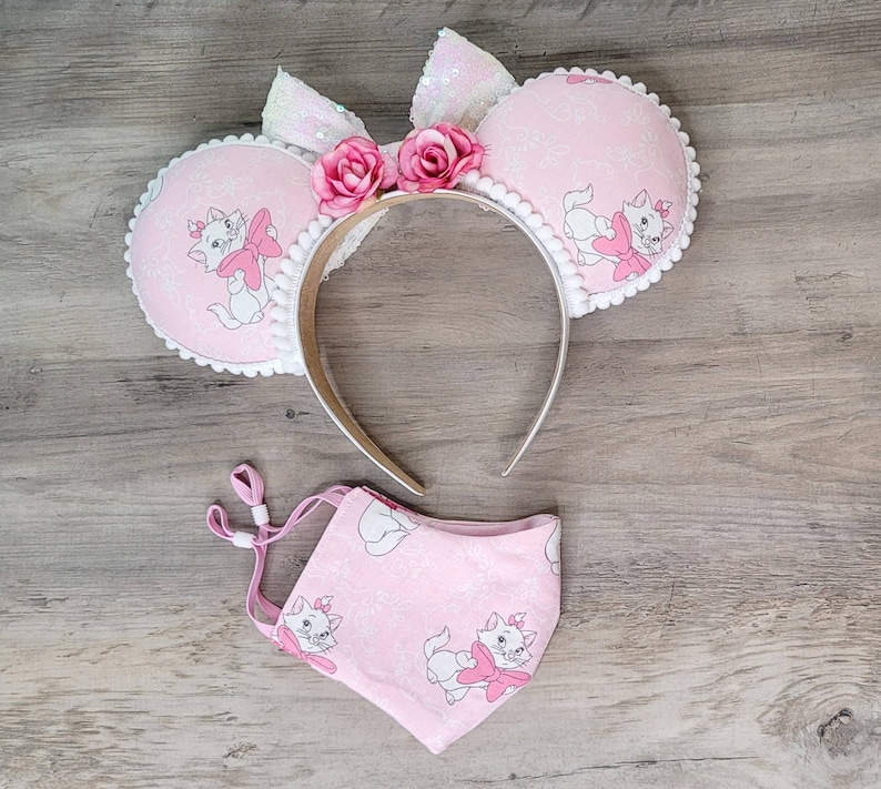 Ready to Ship**marie Cat Minnie Ears & Mask Combo, Aristocat Inspired ...