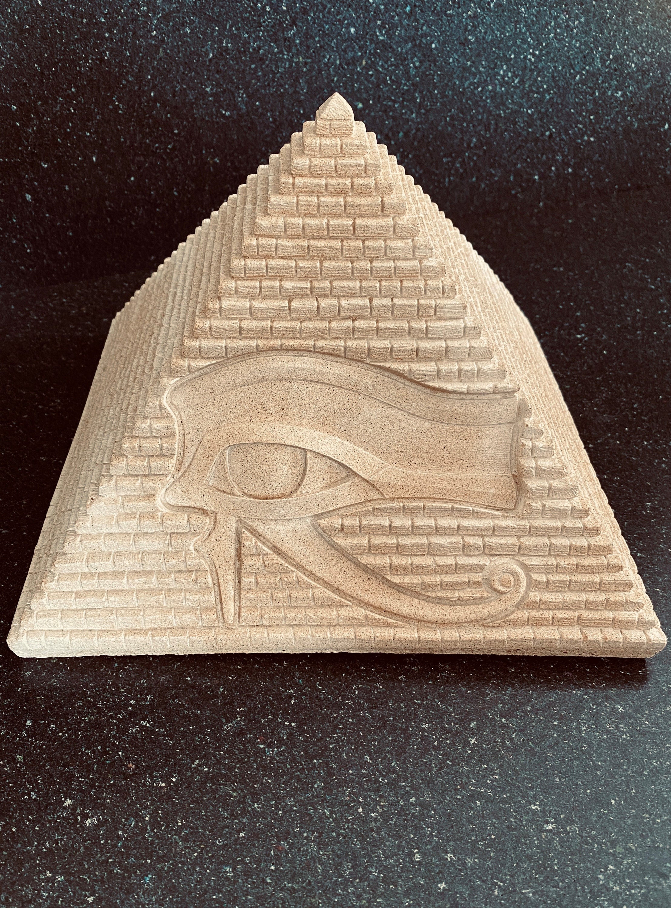 Ancient Egyptian Eye of Horus Pyramid Sandstone Sculpture - Fine ...