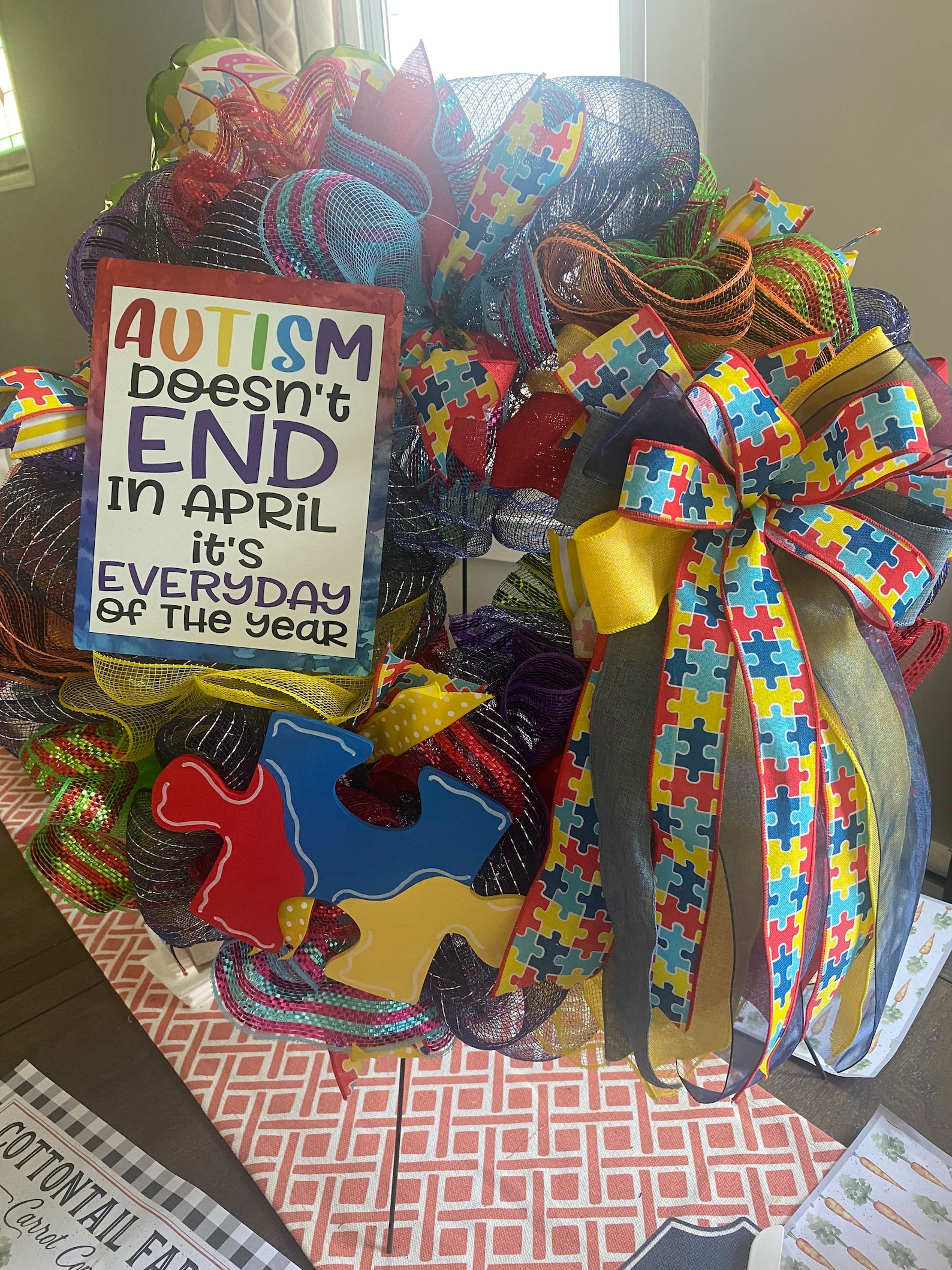 Autism awareness Wreath Autism wreath classroom wreath | Etsy