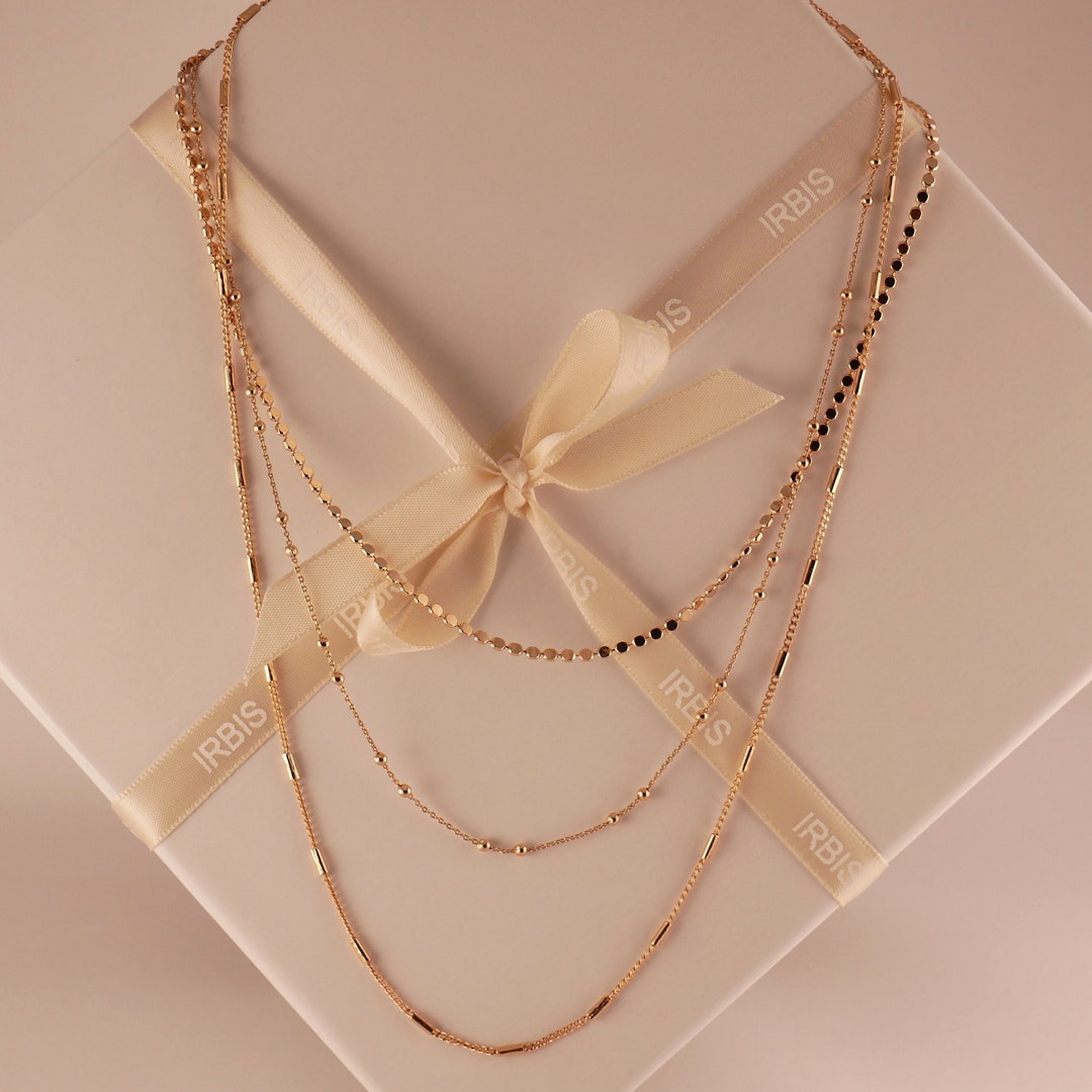 Cascading Gold-plated Jewelry Box of Fine Chain Necklaces - Etsy