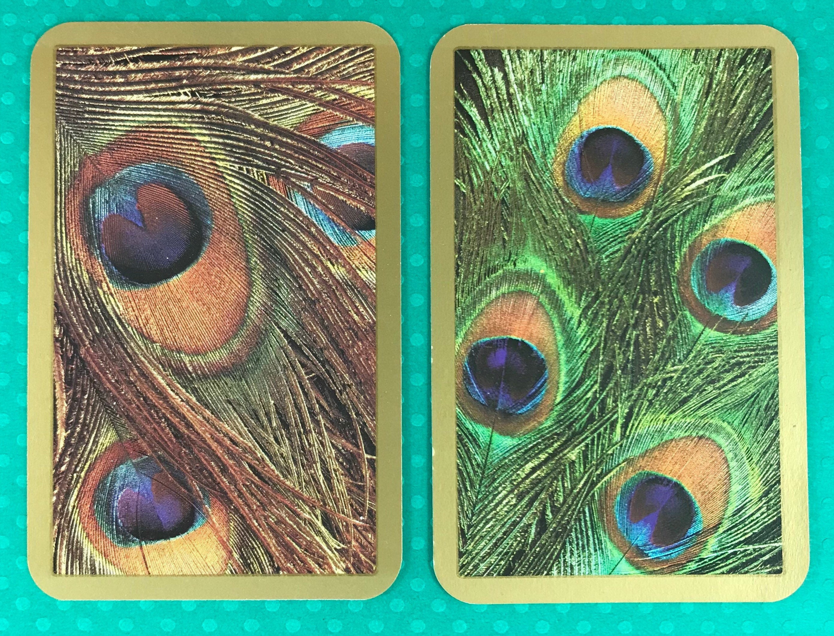 Pair of Peacock Feather Design Swap Cards/playing Cards Great for Scrap ...