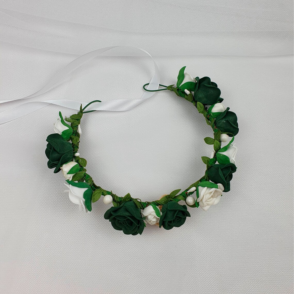 Emerald Green Flower Crown Flower Crown Adult White Flower | Etsy