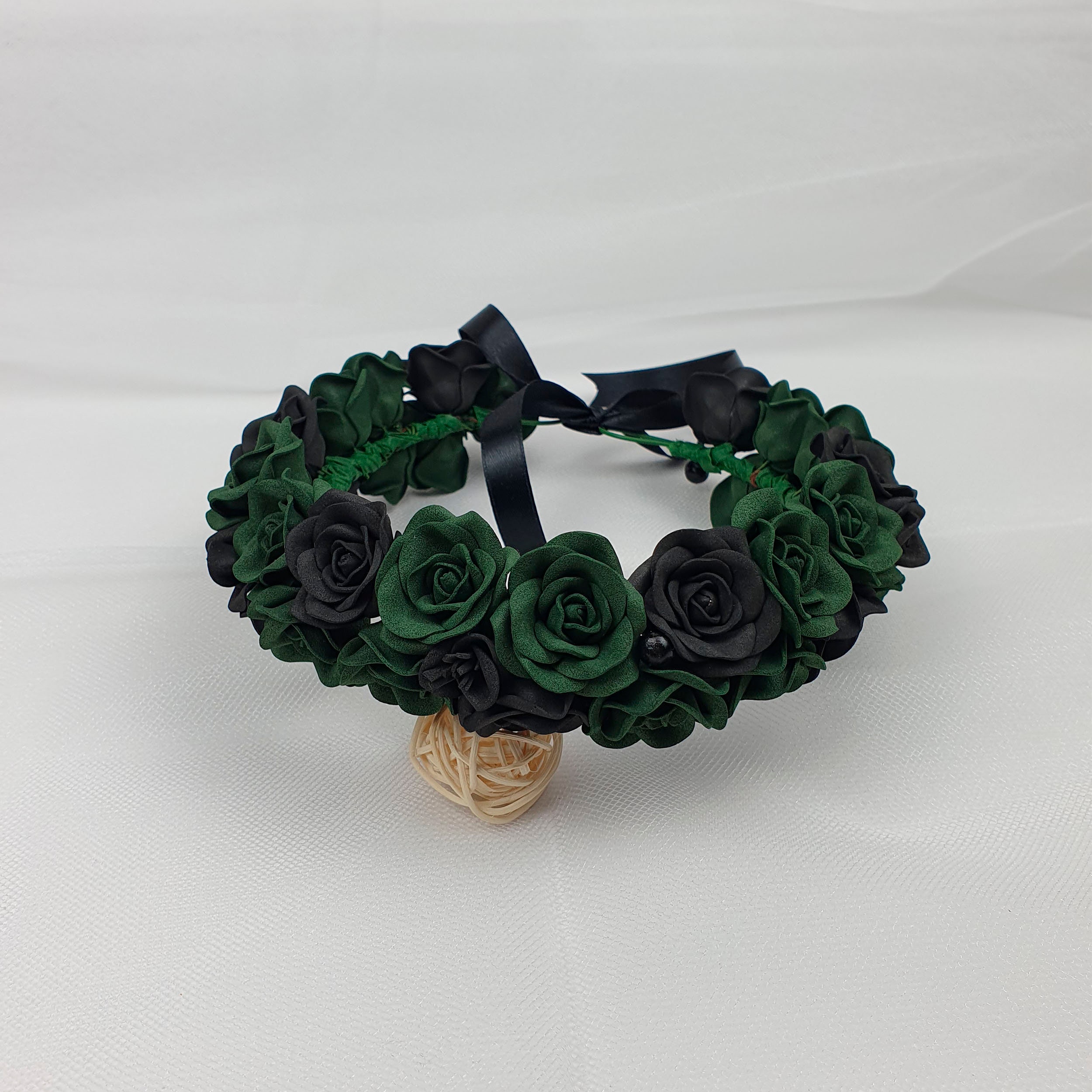 Emerald Green Flower Crown Flower Crown Adult Black Flower - Etsy