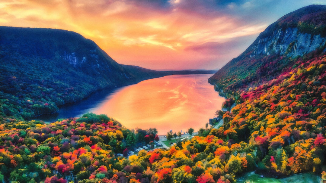 Vermont Fall Colors at Sunset Over Lake Willoughby | Vermont Sunset ...