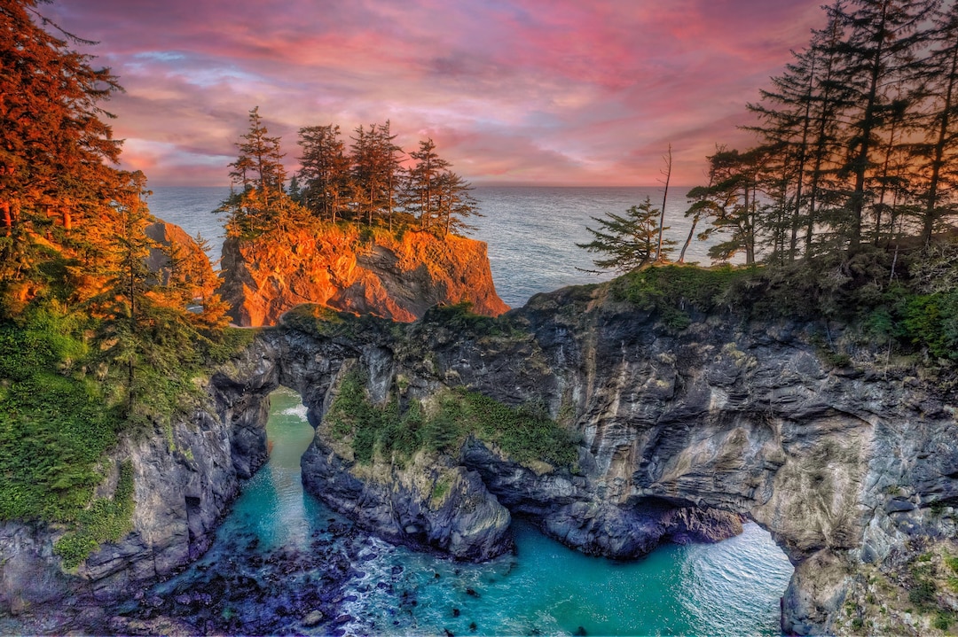 Oregon Coast Wall Art - Photo Print Oregon Coast - Natural Bridge at ...