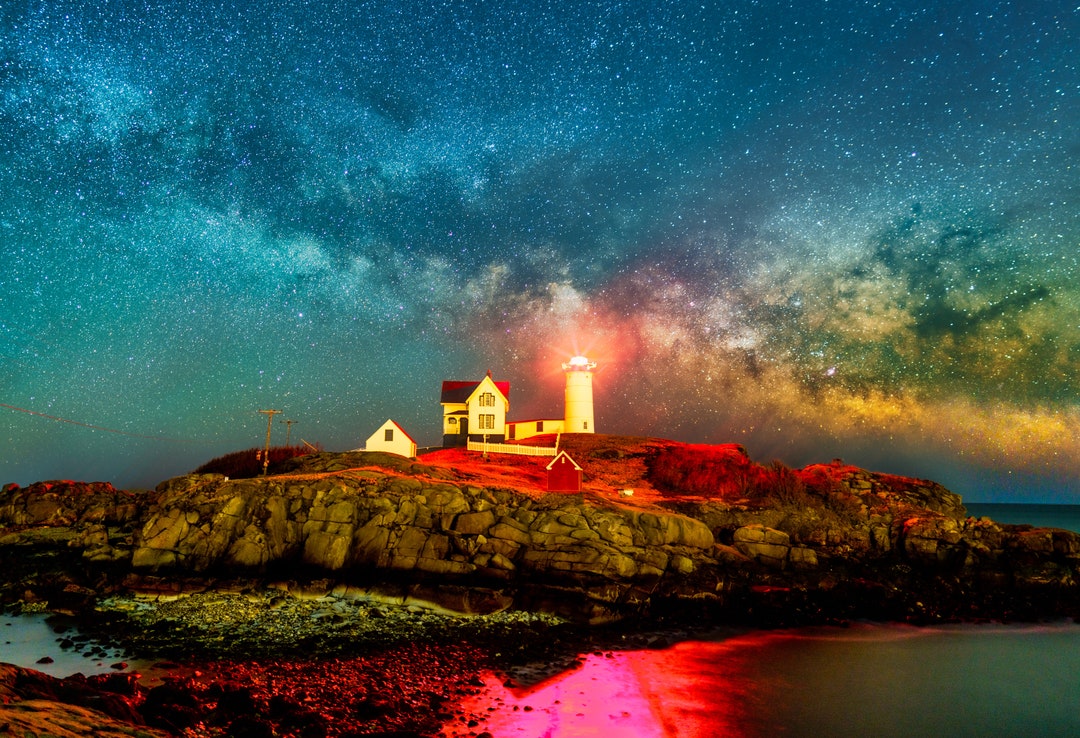 Nubble Lighthouse (cape Neddick Light) and the Milky Way - York Maine ...