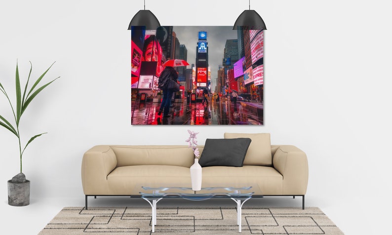 Times Square Art Rain NY Wall Decor New York Art - Etsy