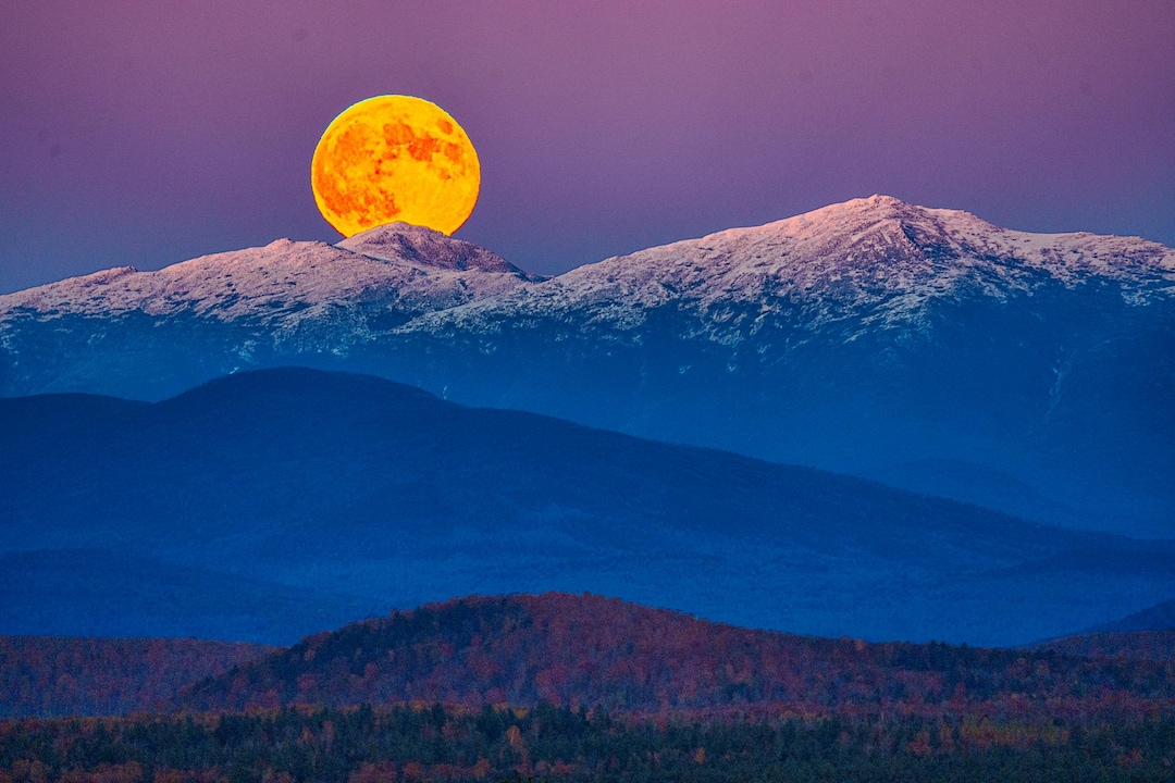 Moonrise Over Mt Adams & Mt Jefferson Photo Print - Wall Art ...