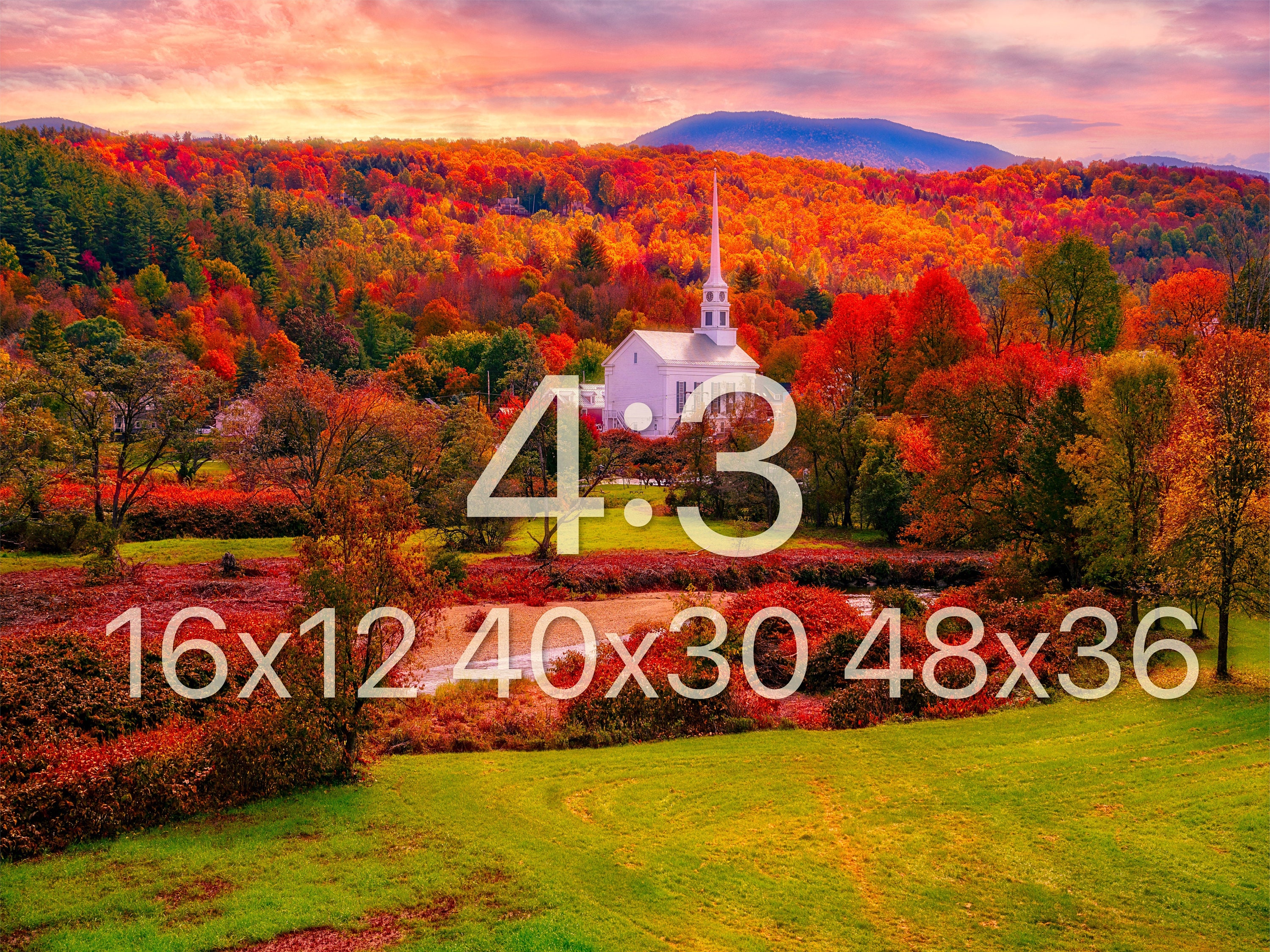 Stowe Vermont Church Fall Photo - VT Scenic Autumn Colors - Photo Print ...