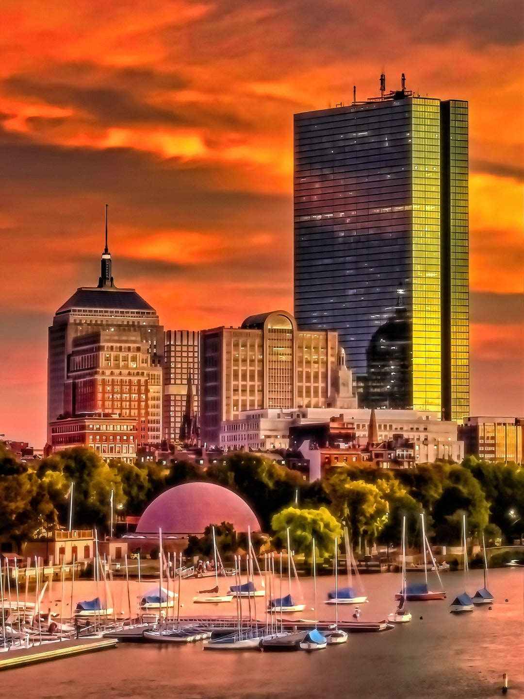 Boston Skyline Charles River Sunset Art Print - Boston Wall Art ...