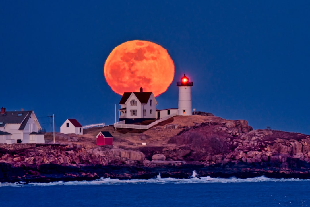 Moon Rising Over Nubble Lighthouse Photo Print - Maine Lighthouse Wall ...