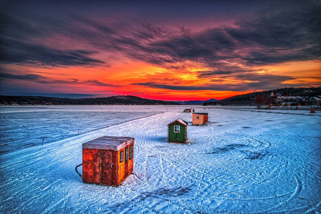 New Hampshire Winter Photo - Ice Fishing Derby on Lake Winnipesaukee ...