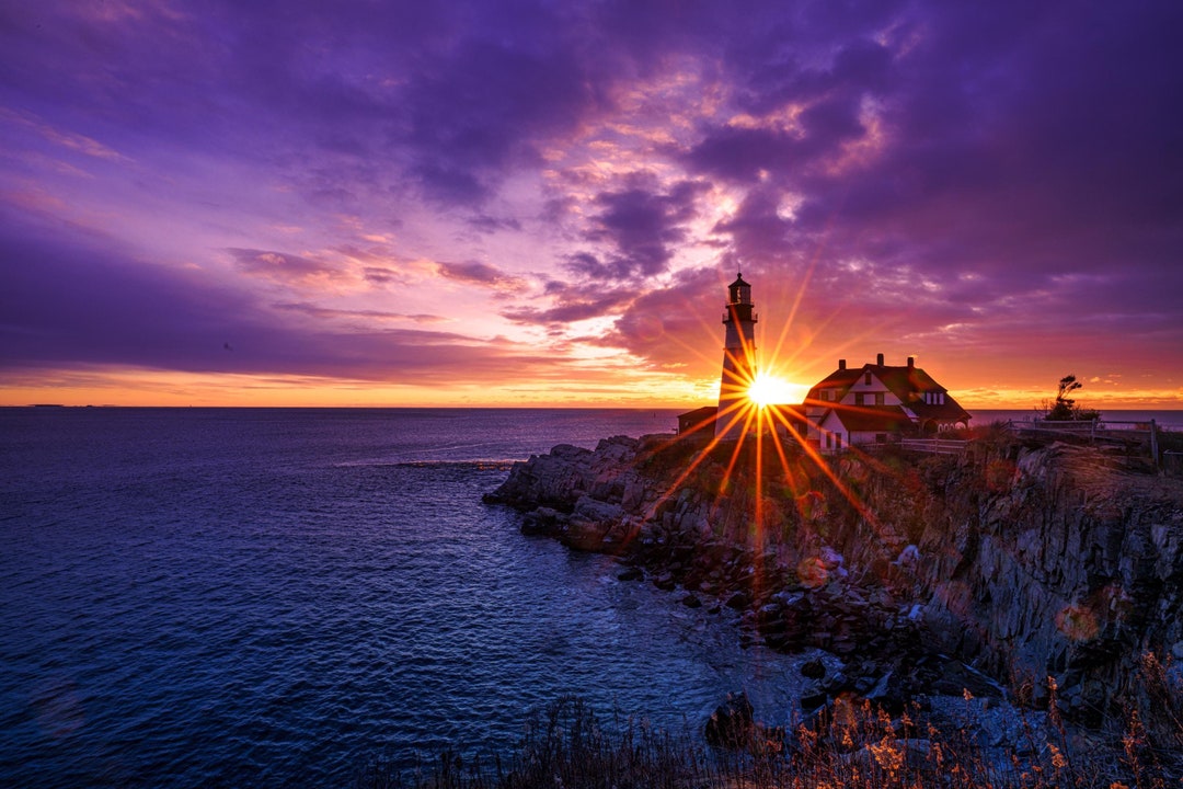 Sunrise Portland Head Light Photo Print - Maine Coast Lighthouse Wall ...
