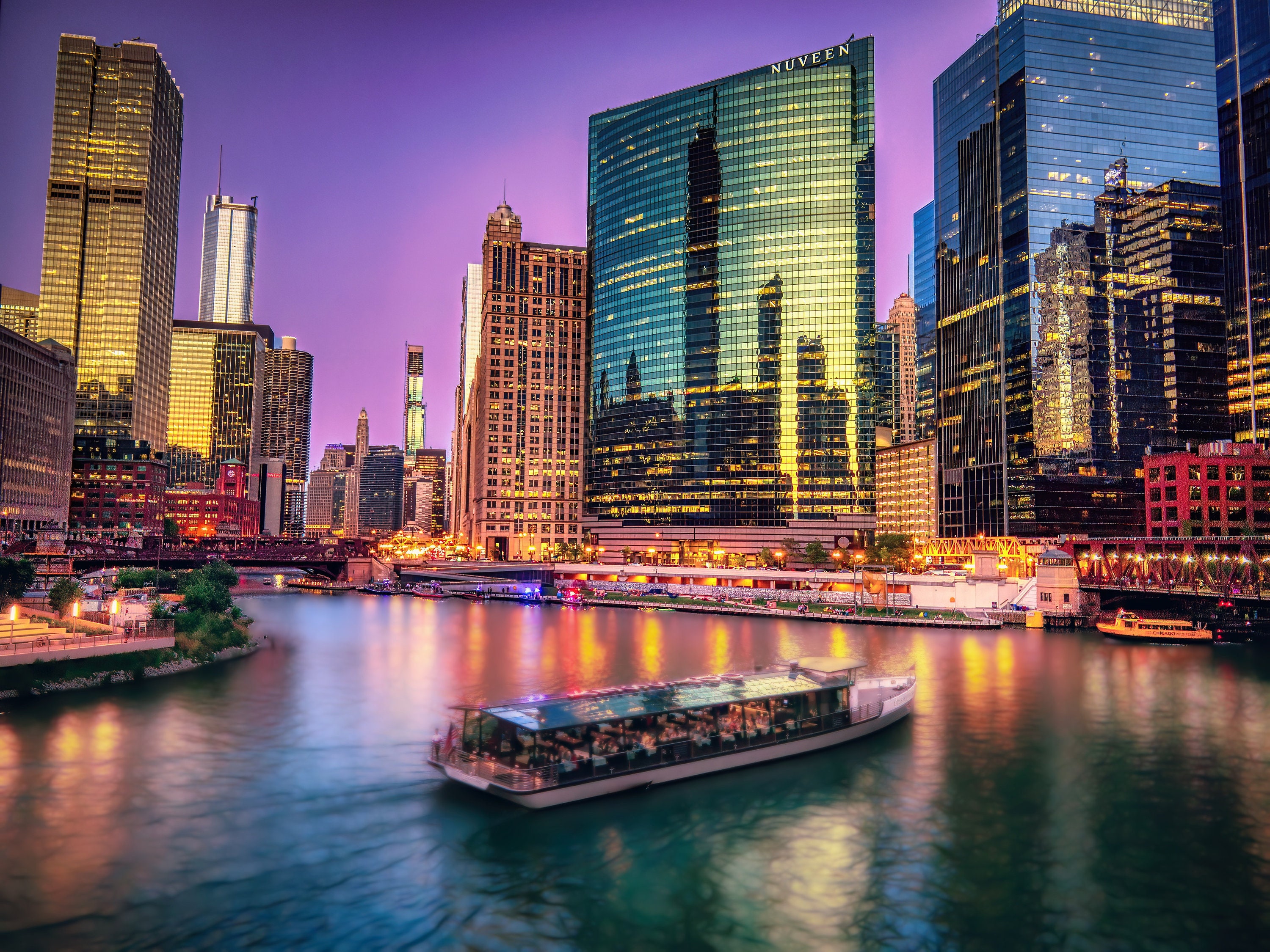 Chicago Riverwalk at Night | Chicago, Illinois | River Walk Canvas ...