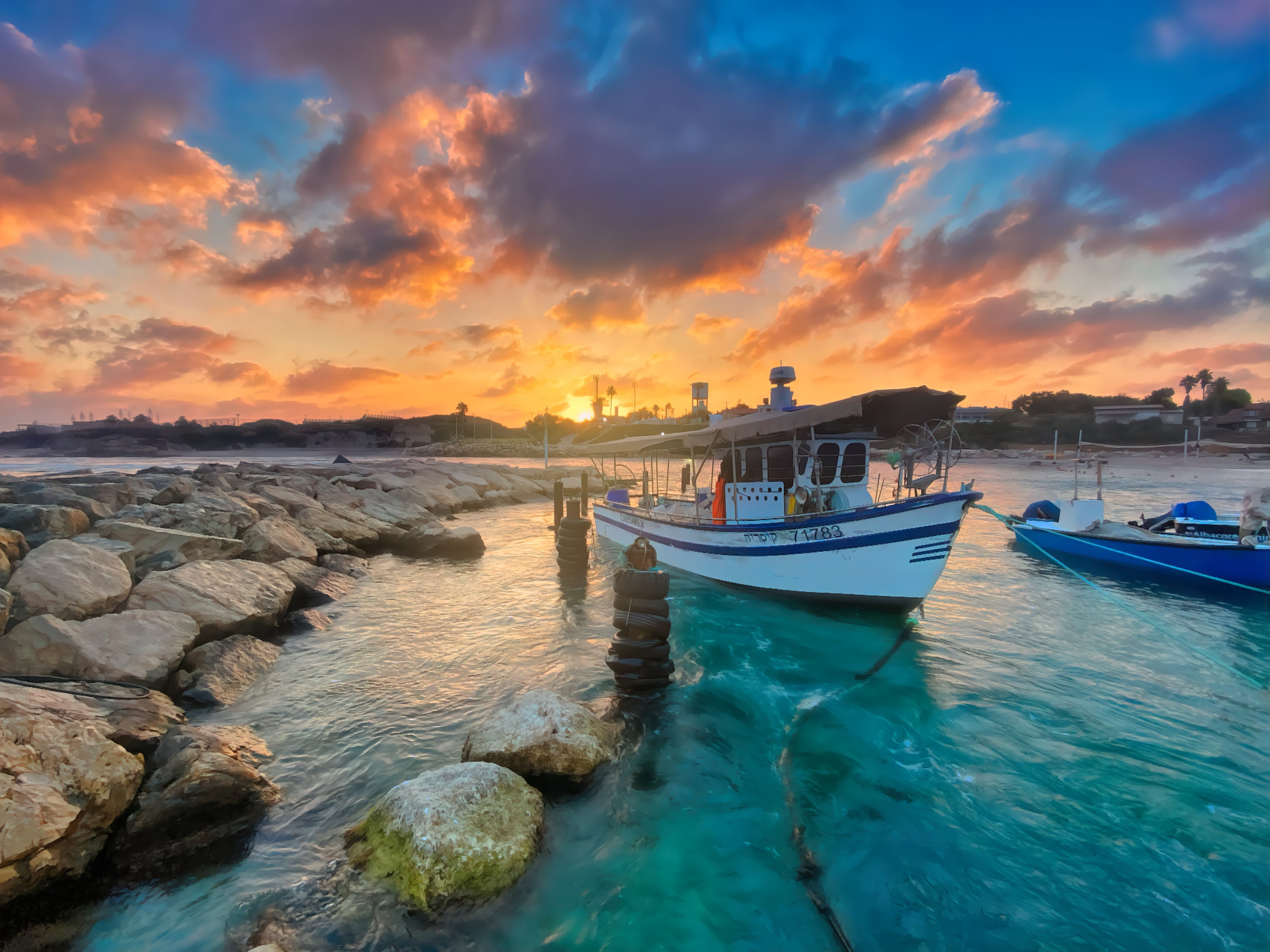 Israel: Fishing Boat in Caesarea / Sdot Yam Port | Sunrise | Israel ...