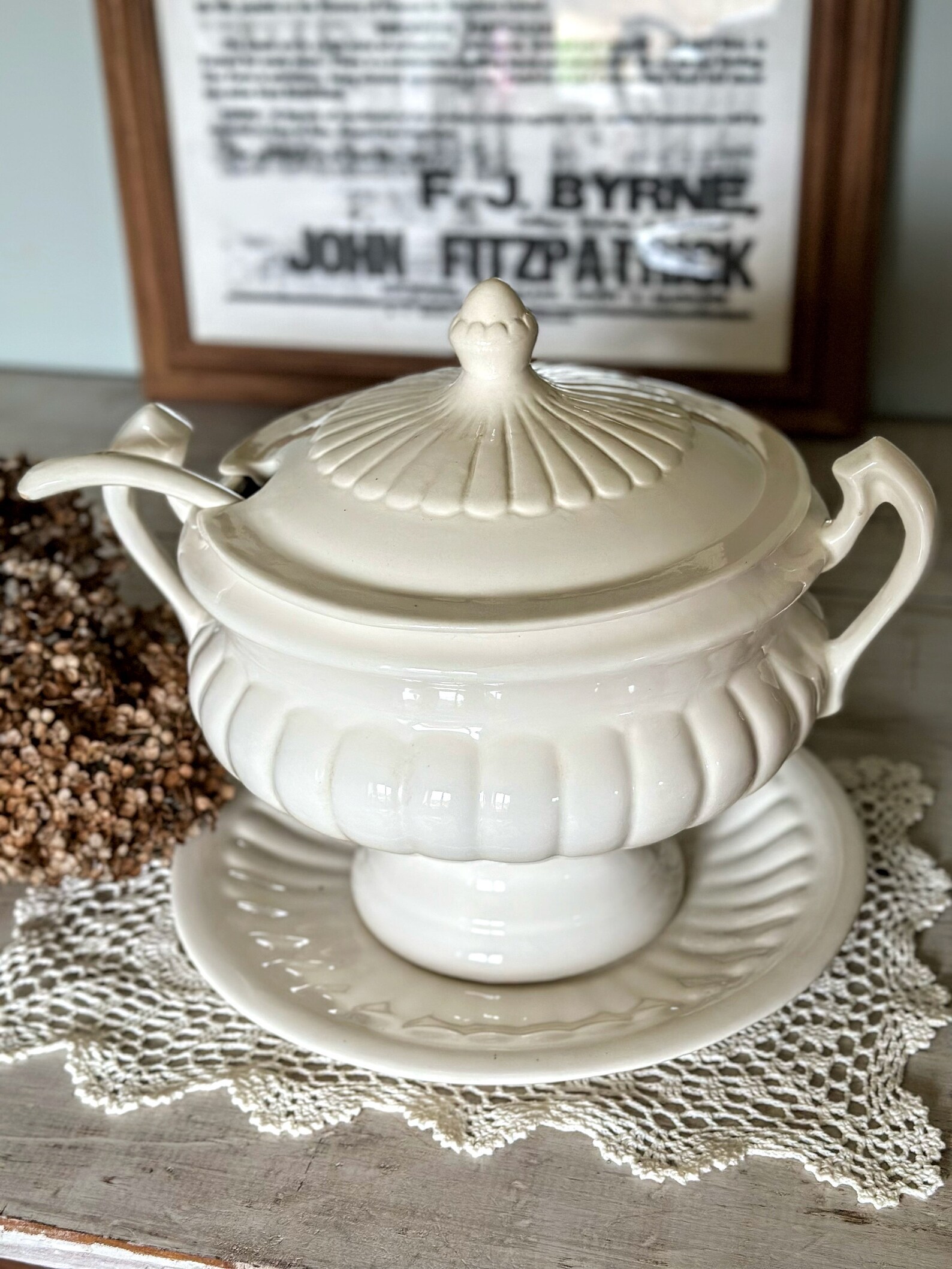 Vintage Tureen California Pottery White Soup Tureen Tureen, Underplate ...