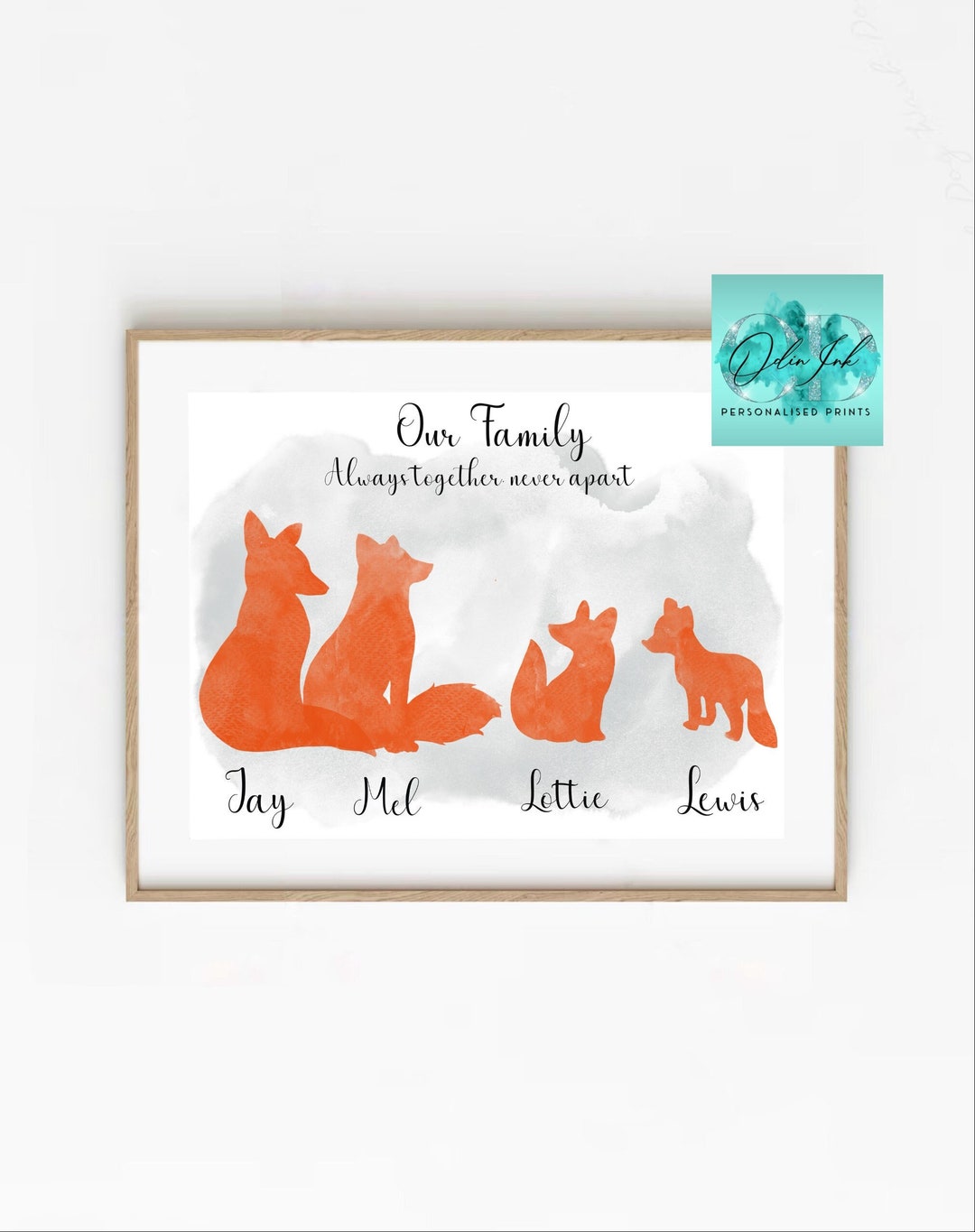 Personalised Fox Family Art Print - Etsy