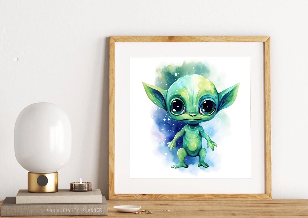 Watercolour ALIEN Print Cute Alien Wall Decor Wall Art Nursery - Etsy