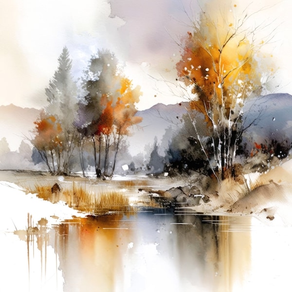 Abstract Watercolor Landscape - Etsy