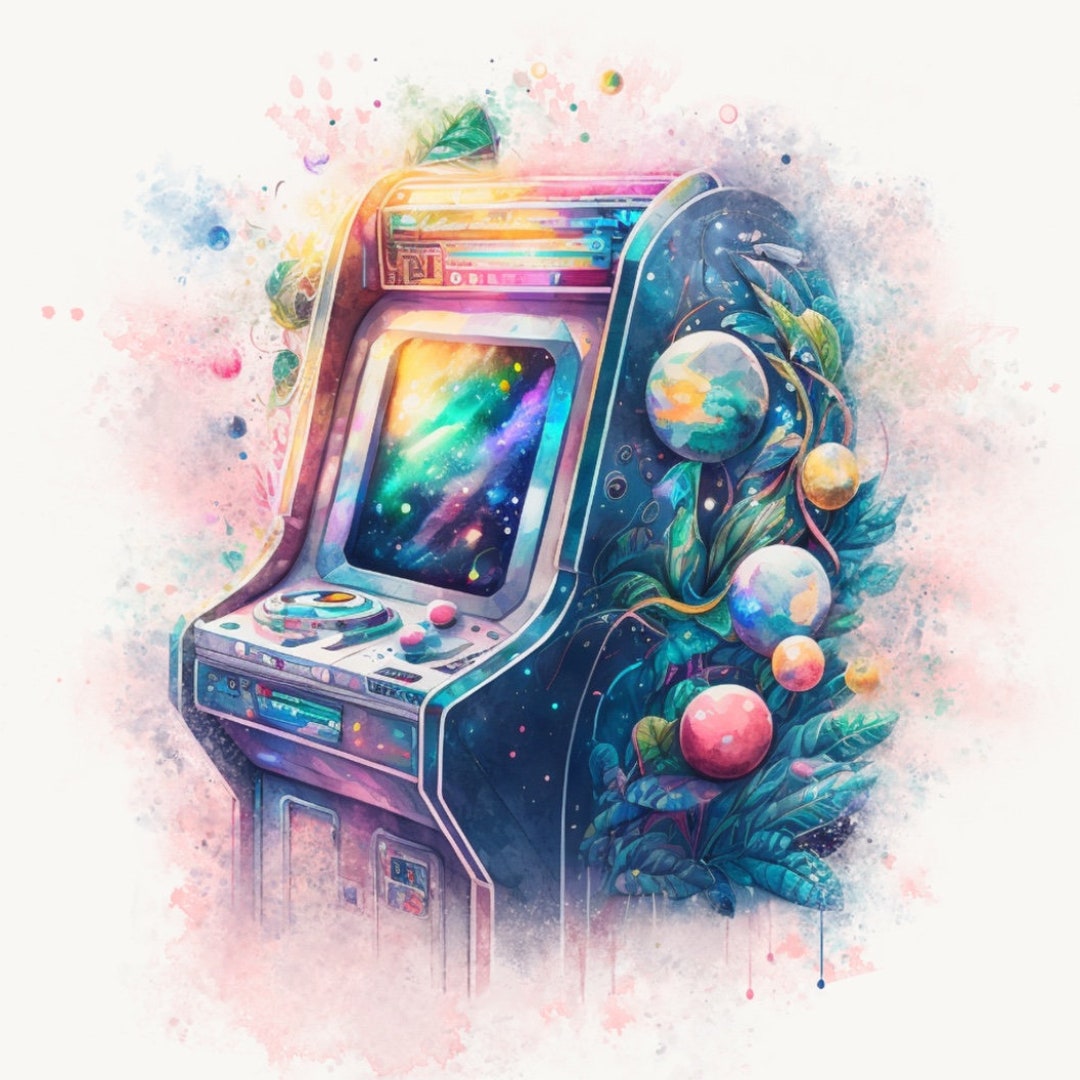 Retro Arcade Game Art Print / Retro Games Console - Etsy