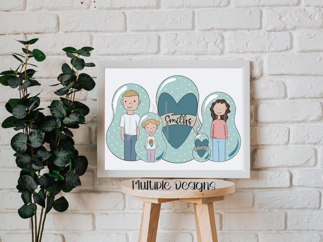 Custom Cartoon Family Portrait, Personalised Nesting Dolls, Family ...