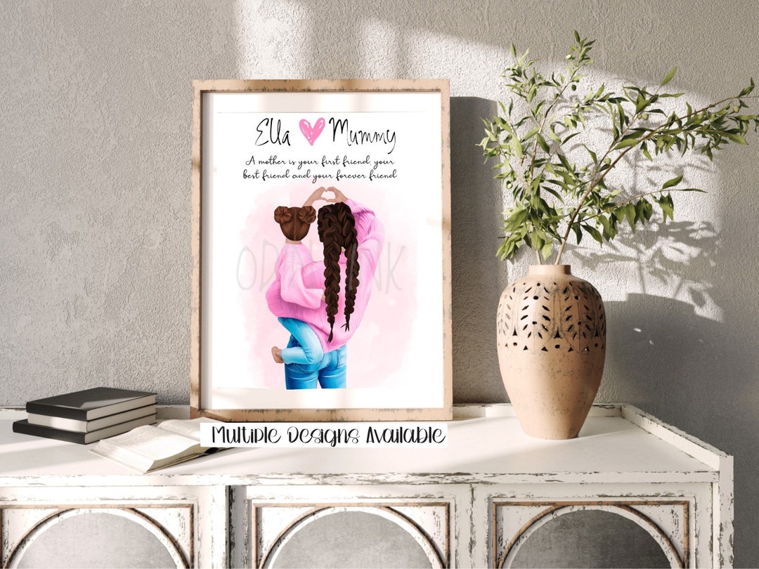 Personalised Mother and Daughter Print, Mother, Daughter, Gift, Mummy ...