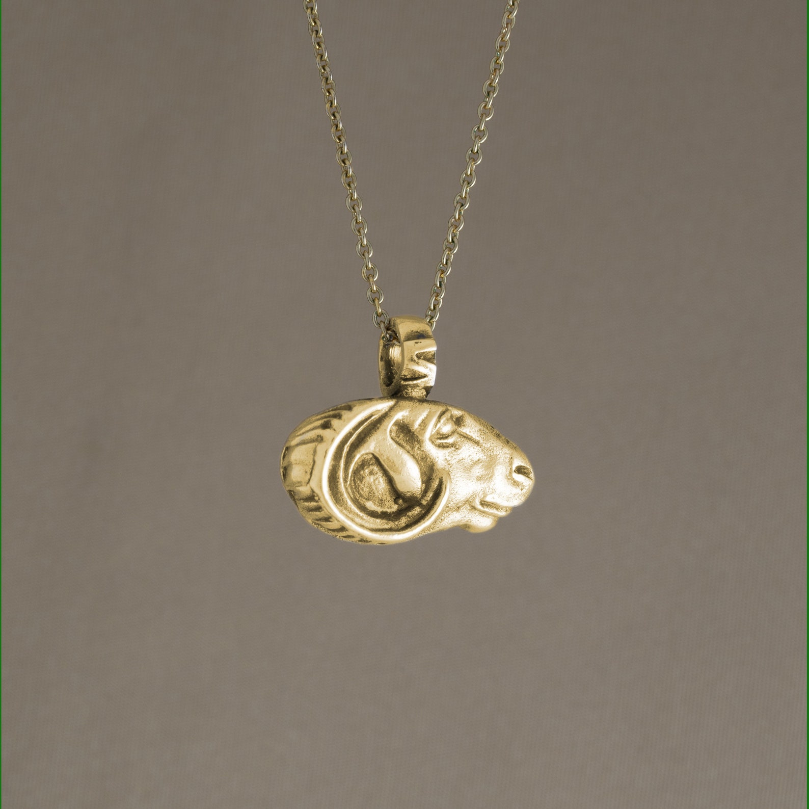 14K Aries Gold Pendant, Solid Gold Ram Zodiac Necklace, Horoscope Sign ...