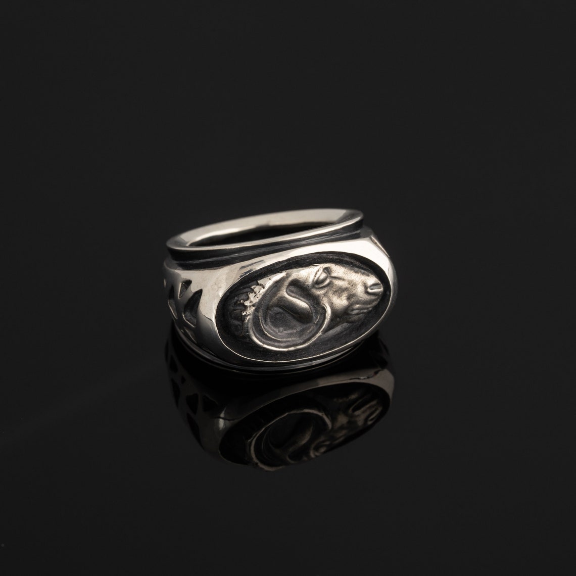 Ram Ring, Solid 925 Sterling Silver Aries Zodiac Signet Ring - Etsy