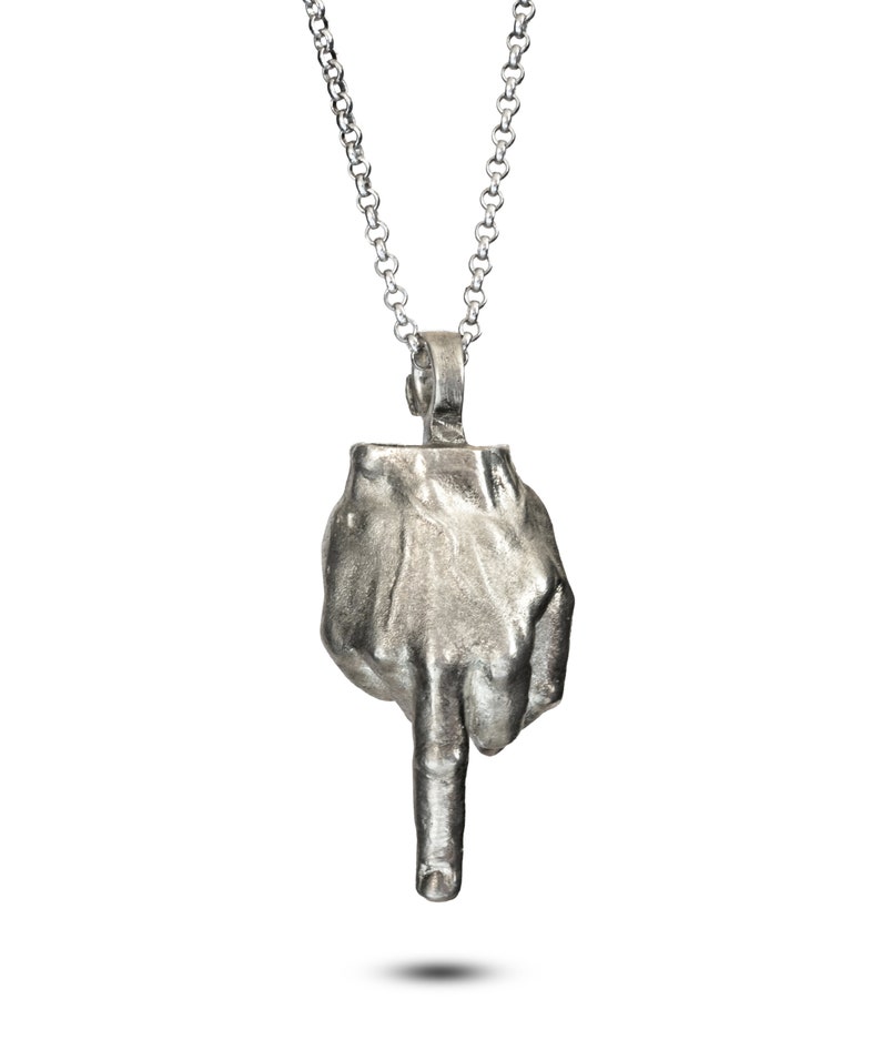 The Finger Necklace, 925 Sterling Silver Middle Finger Pendant, F-you ...
