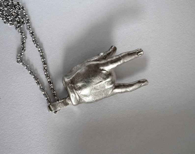 925 Le Corna Sign of the Horns Protection Pendant, Rock on Sign Jewelry ...