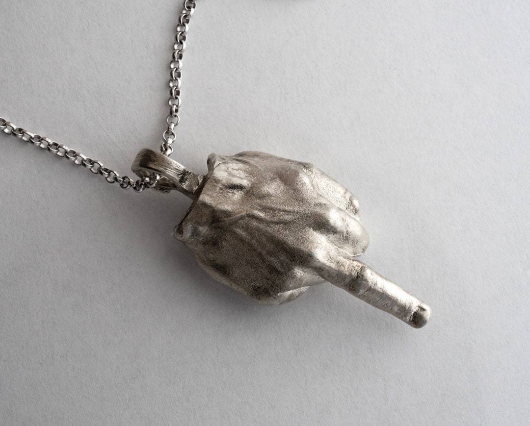 The Finger Necklace, 925 Sterling Silver Middle Finger Pendant, F-you ...