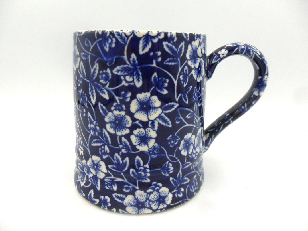Blue Victorian Vintage Calico Design Tankard Mug Made by Heron Cross ...